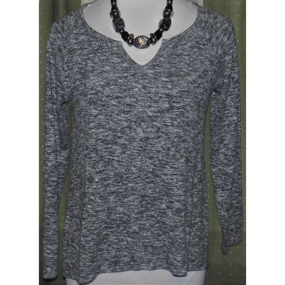 SO | Tops | Ladies So Cozy Knit Size Large Marled Gray Knit Top Stretch ...